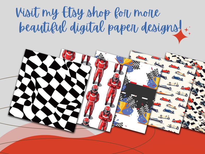 Race Car Seamless Pattern, Digital Paper for Scrapbooking, Vintage Car ...