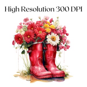 Floral Rain Boots Clipart, Flowers Rain Boot Images, Watercolor Clip ...