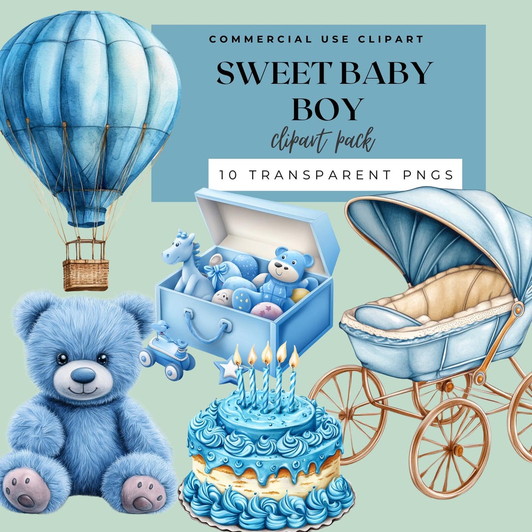 Baby Shower Clipart Newborn Clipart Baby Boy Clipart Baby Shower Set ...