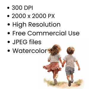 Children Playing Clipart, Watercolor Kids Clipart, Digital Download for ...