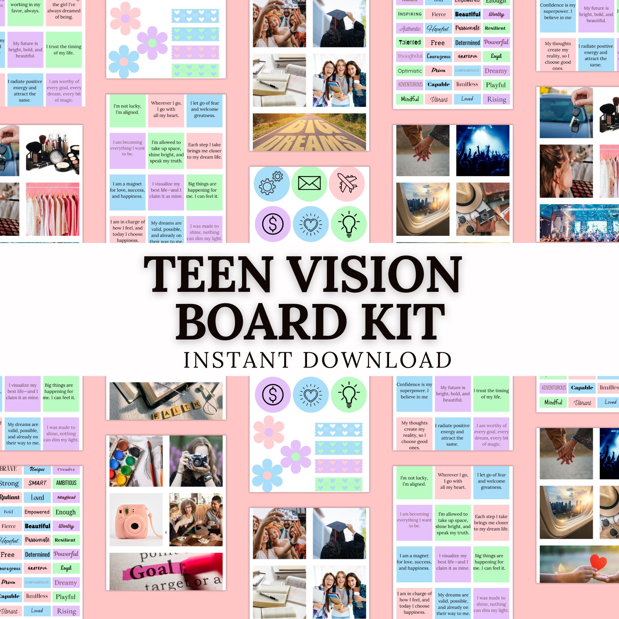 Teen Vision Board Kit Printable | Aesthetic Vision Board for Teens ...
