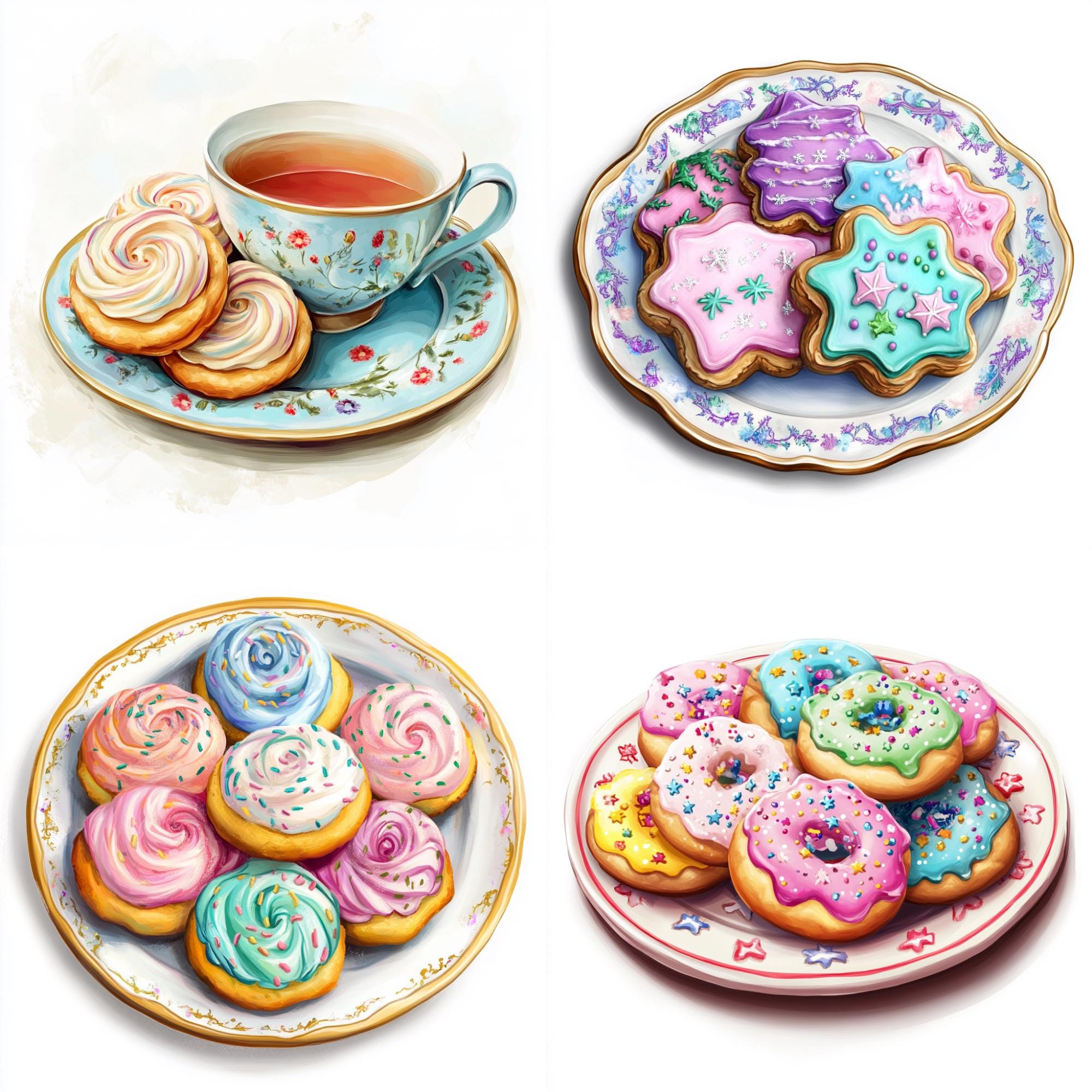 Sugar Cookies Clipart, PNG Digital Download, Colorful Frosted Cookie ...