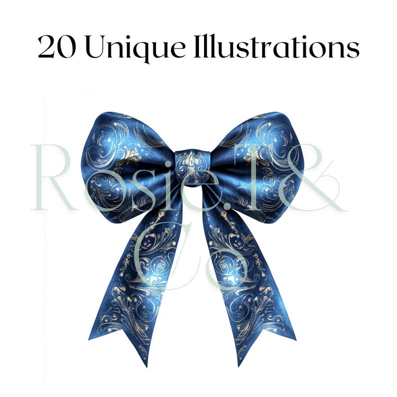 Blue Coquette Bow Clipart, Commercial Use, Transparent Pngs, Watercolor ...