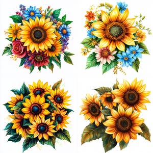 Clipart Sunflowers Wreath PNG, Vibrant Floral Clipart for Invitations ...