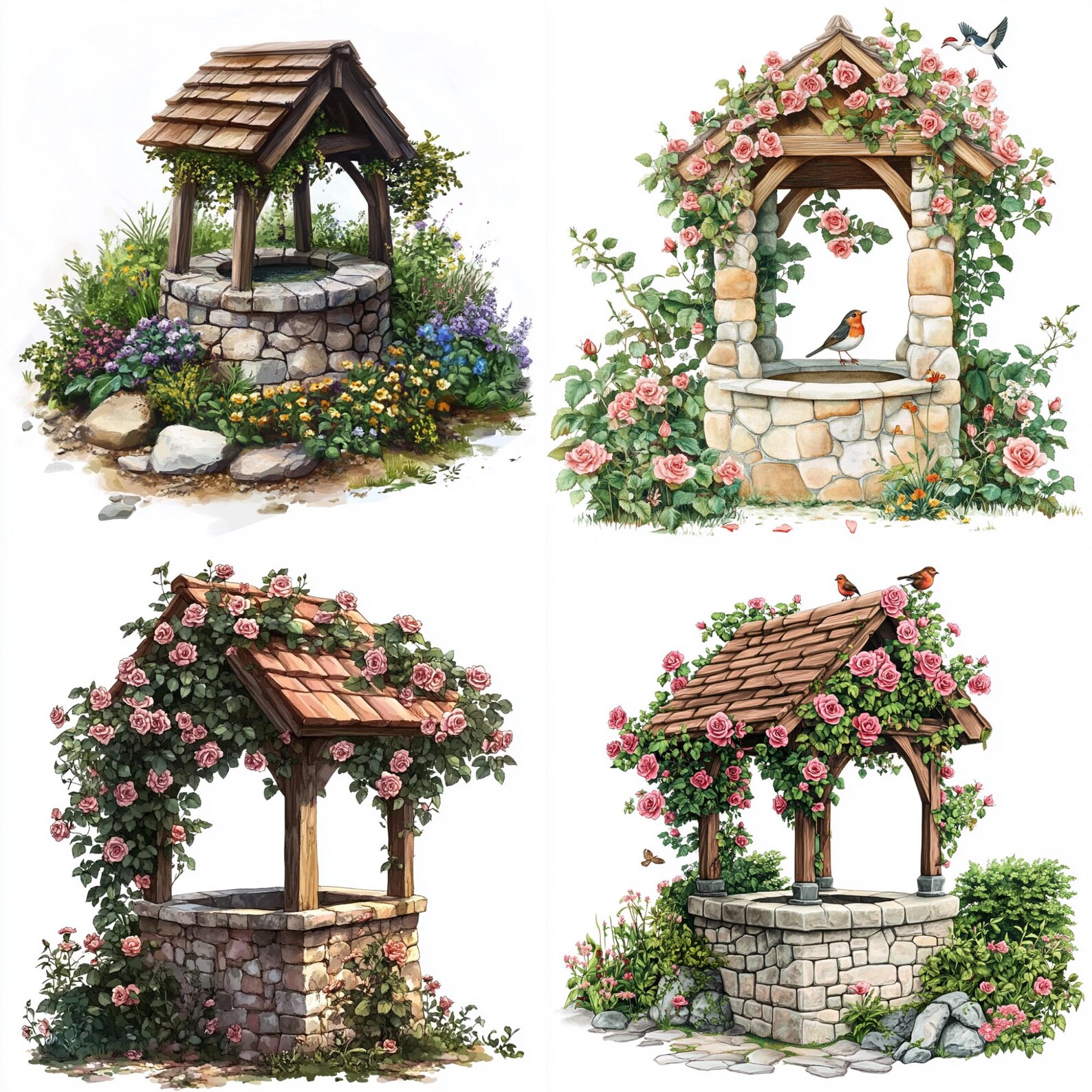 Small Garden Well Clipart, Well Clipart, Cottagecore Clip Art, Wishing ...