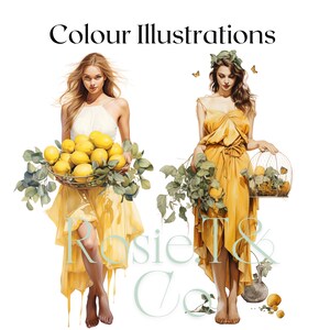 Watercolor Lemon Girls Clipart, Lemonade Stand PNG, Lemon Girl Clipart ...
