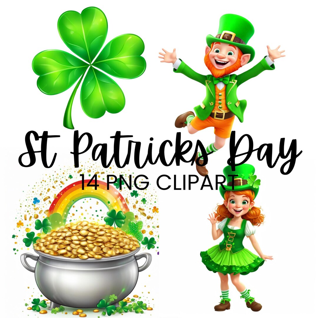 St Patricks Day Clipart, Leprechaun Clip Art, Shamrock PNG, Lucky Charm ...