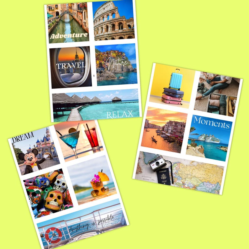 Vision Board, Travel Vision Board Kit, Vision Board Printables, Travel ...