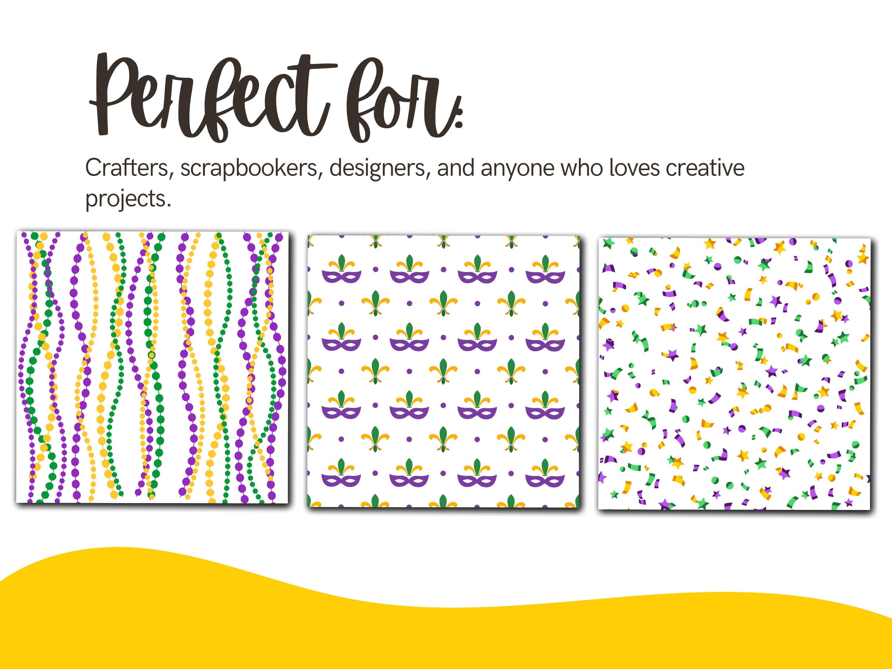 Mardi Gras Seamless Patterns, Printable Scrapbook Paper, Instant PNG ...