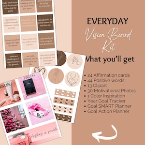 Vision Board, Vision Board Printables, Vision Board Kit, Affirmation ...