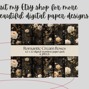 Dark Red Roses Digital Paper, Gothic Floral Seamless Backgrounds ...