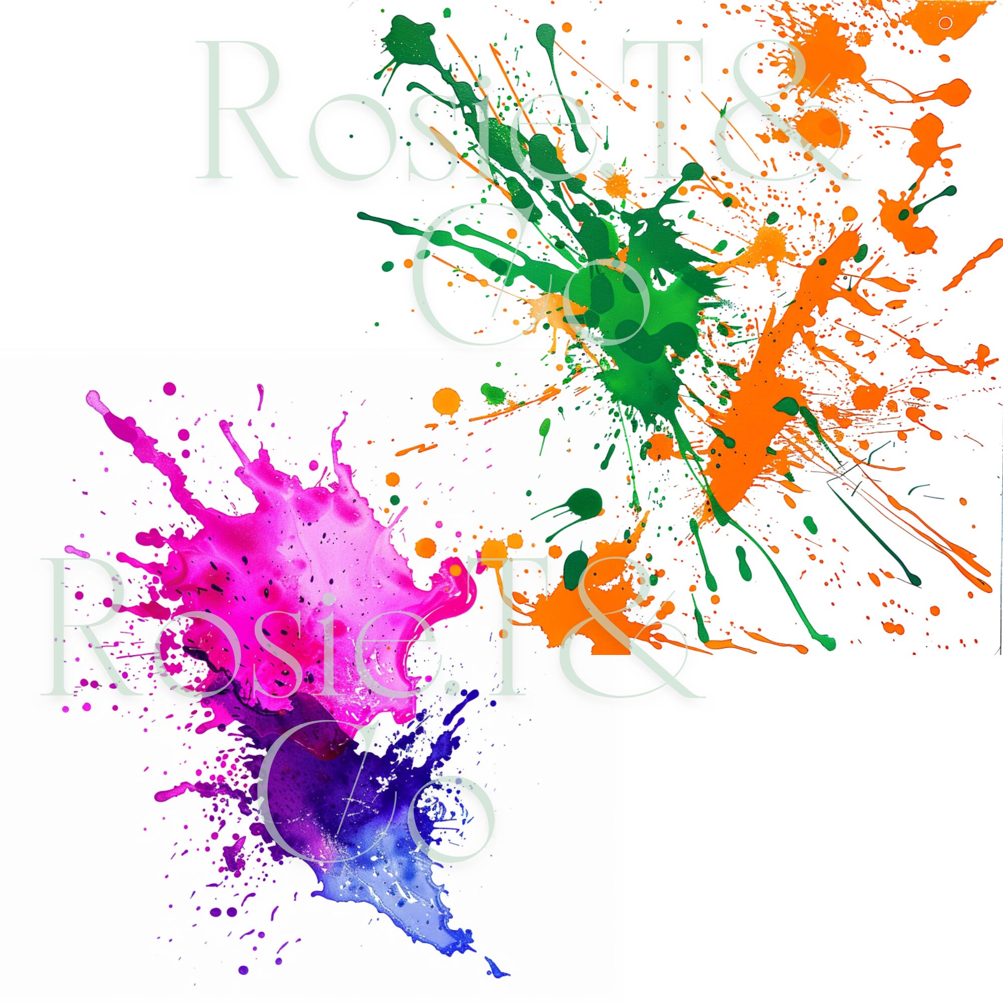 Colorful Ink Splash Clipart Color Splash Paint Splatter Illustration ...
