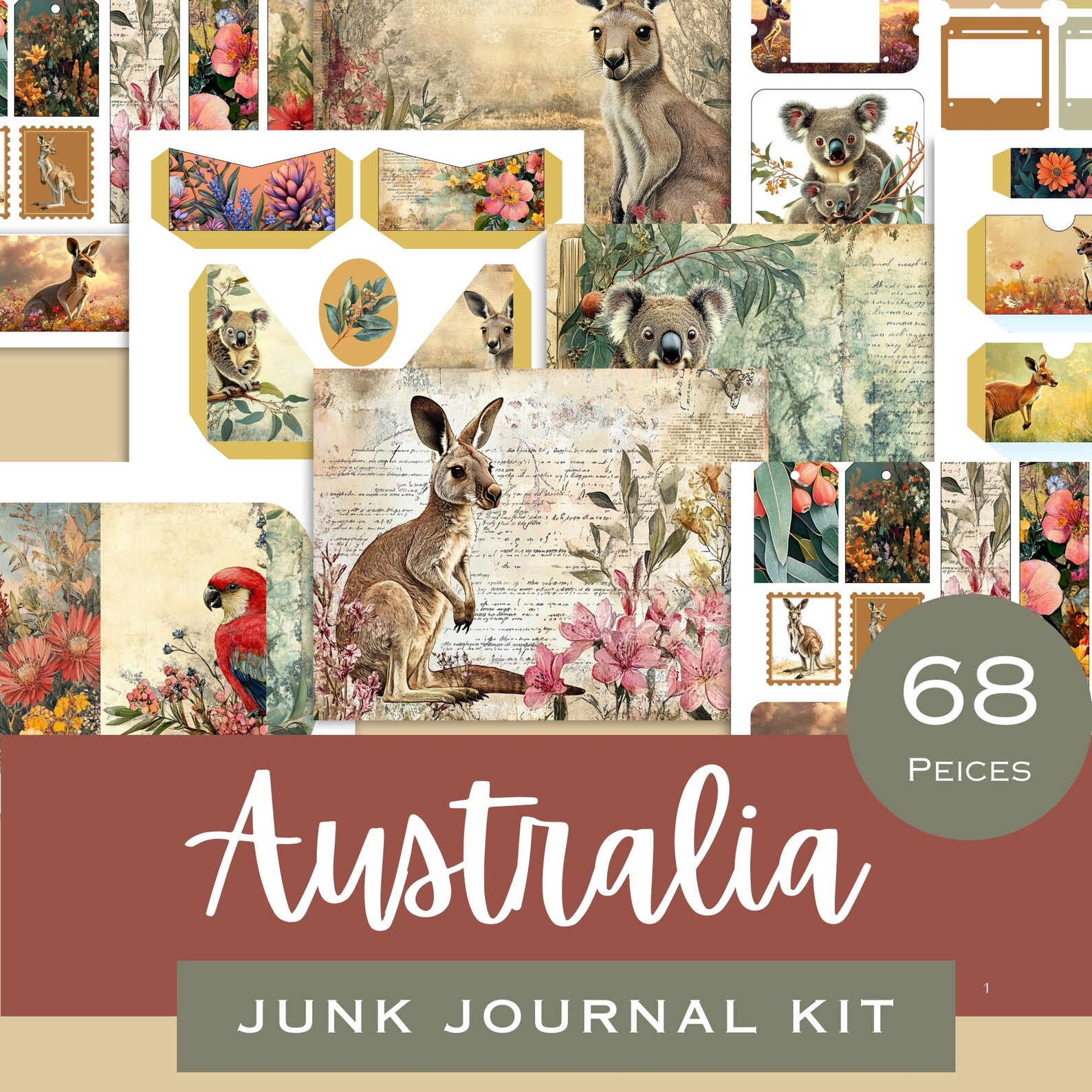 Australian Junk Journal Kits, Digital Download, Scrapbook Pages, Travel ...