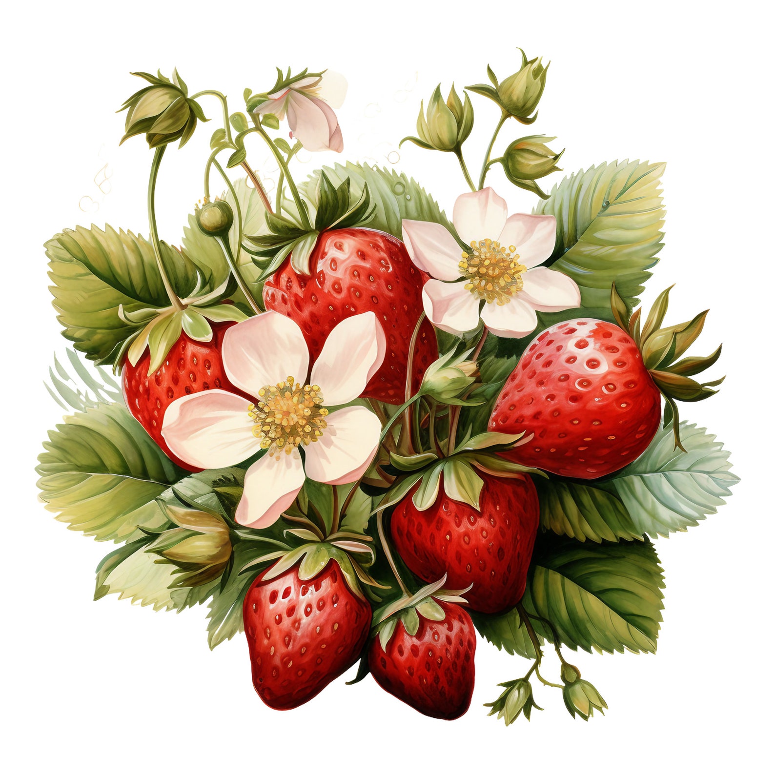 Strawberry Clipart Bundle, Watercolor Strawberry Clipart, Fruity Design ...
