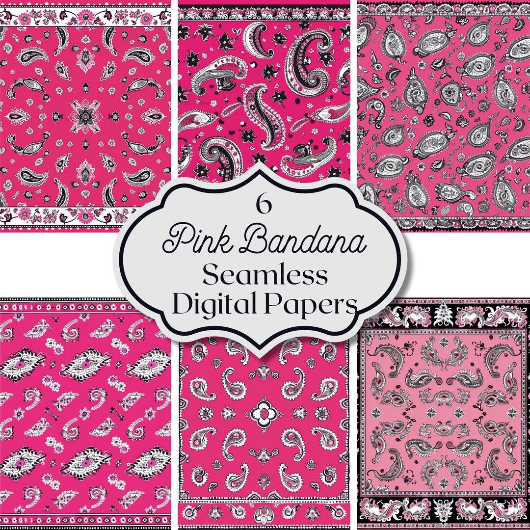Pink Bandana Seamless Digital Paper Digital Planner Paper Junk ...