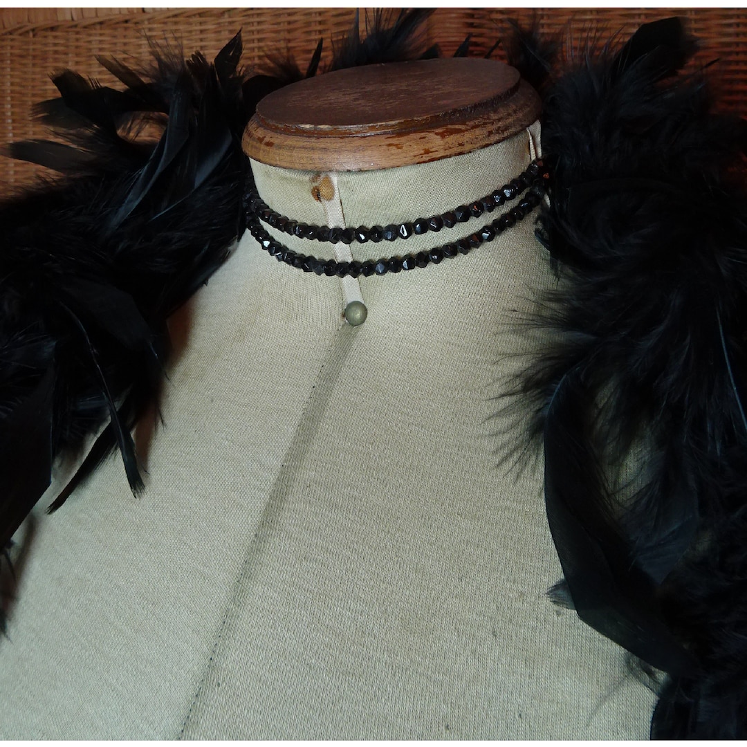 Vintage 1910s/10s 1920s/20s Art Deco Black BEAD CHOKER/NECKLACE ...