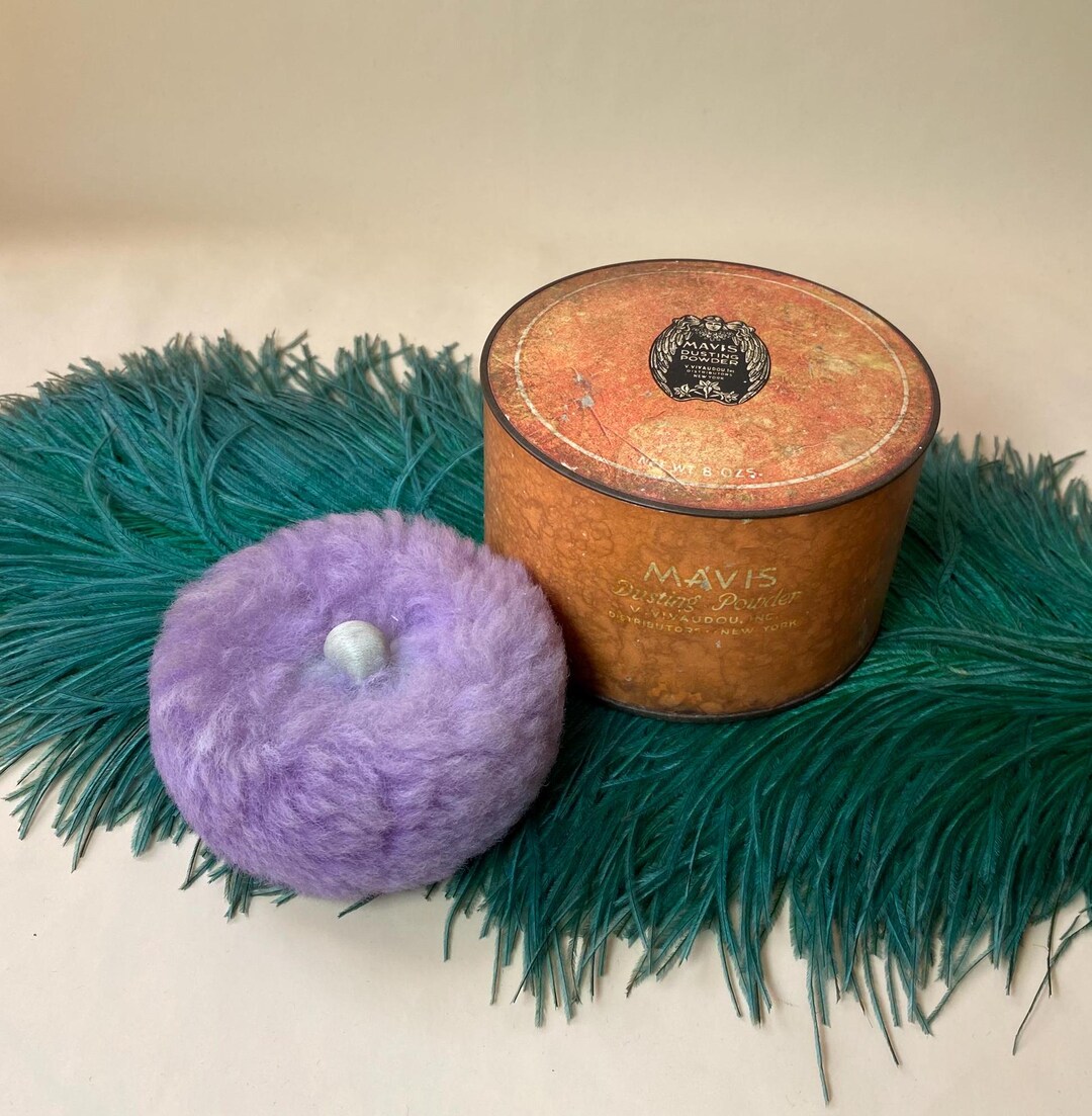 Vintage 1920s/1930s Vivaudou Mavis DUSTING POWDER TIN & Puff Packaging ...