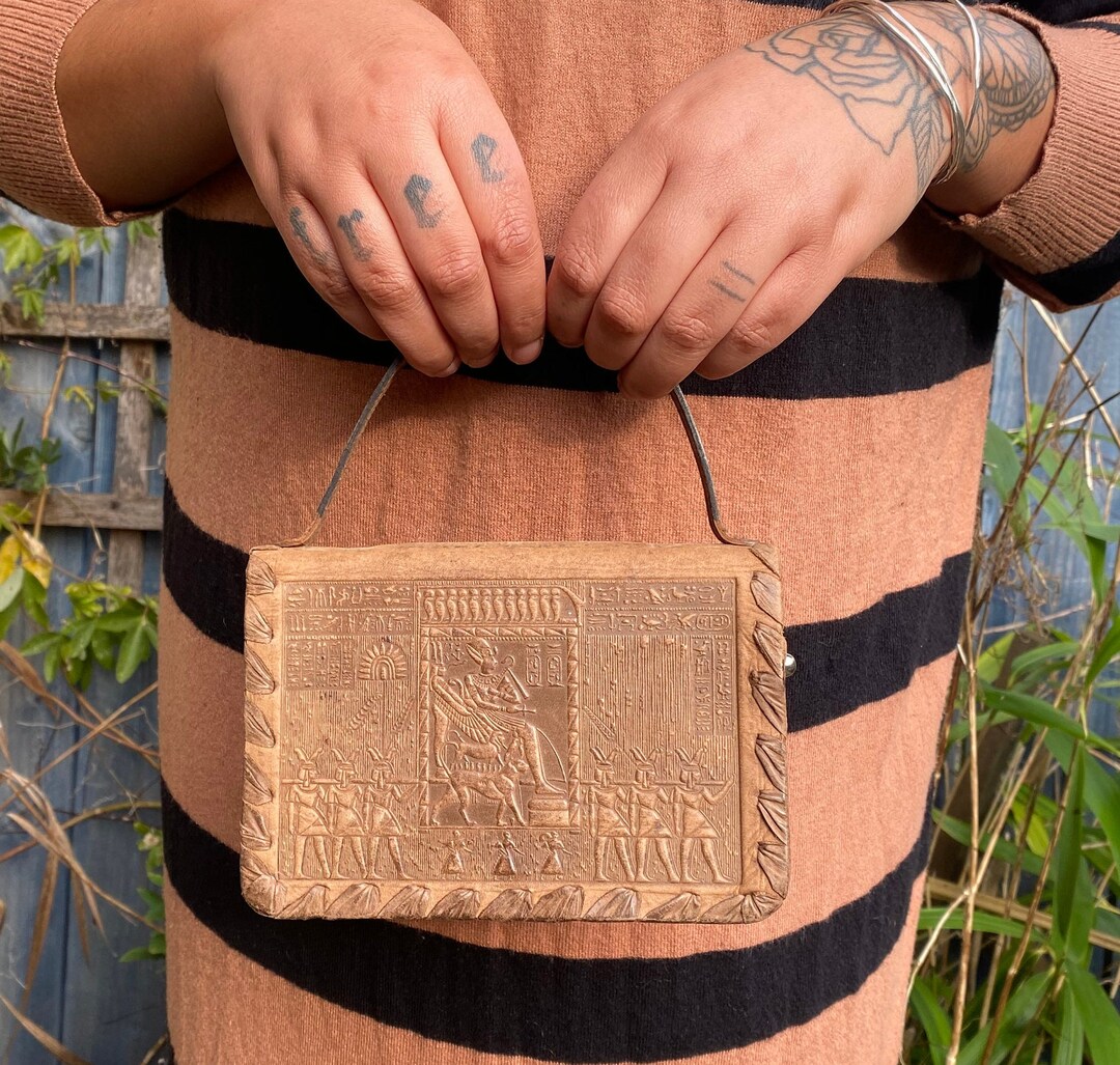 Vintage 1940s/40s 1950s/50s Egyptian Tourist Leather PURSE/HANDBAG ...