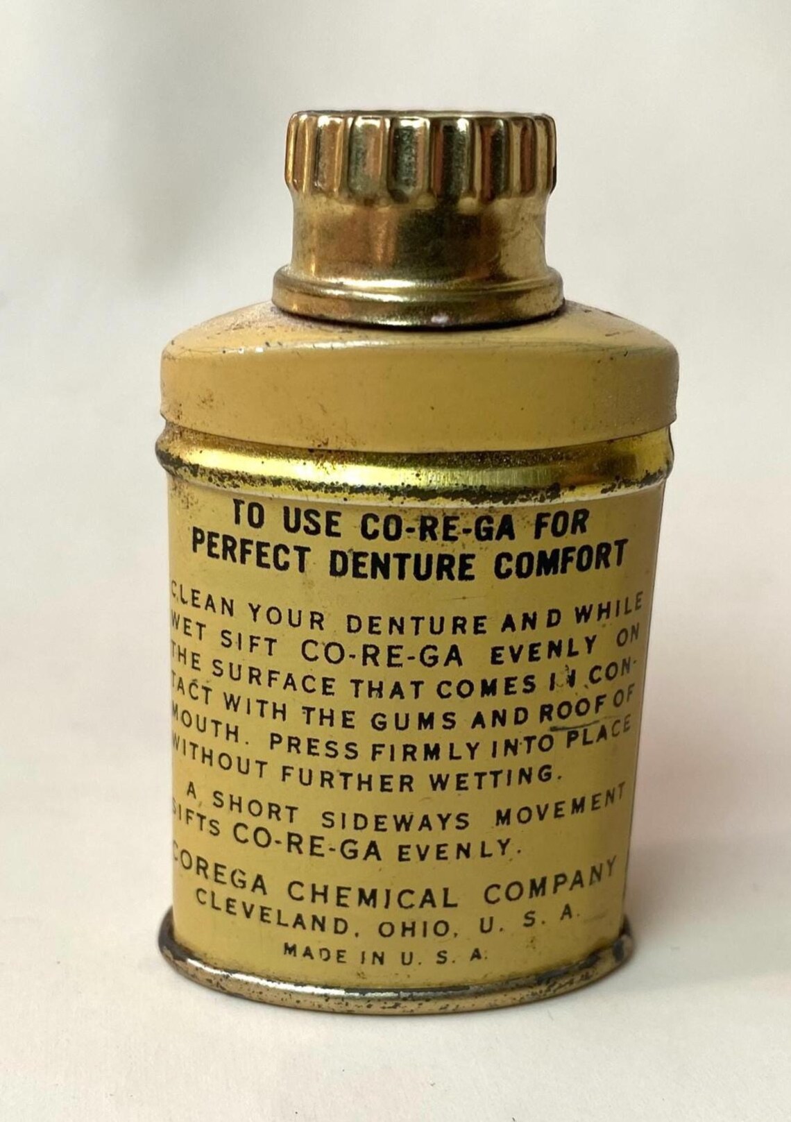 Vintage 1930s/30s Co-re-ga Miniature DENTURE POWDER TIN Sample ...