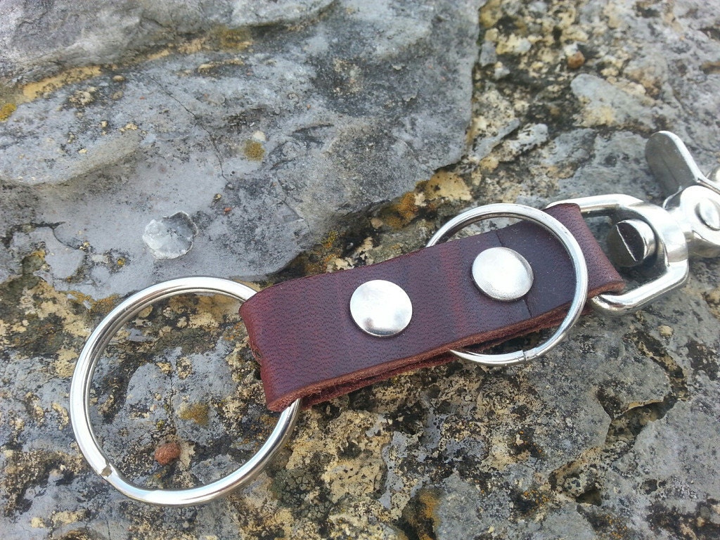 Double Ring Latigo Leather Key Fob / Chain | Etsy