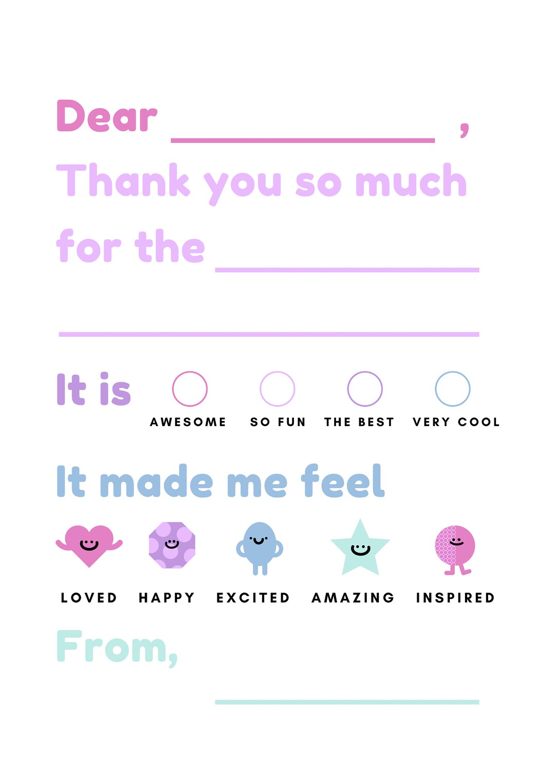 Kids DIY Thank You Note Digital Download - Etsy