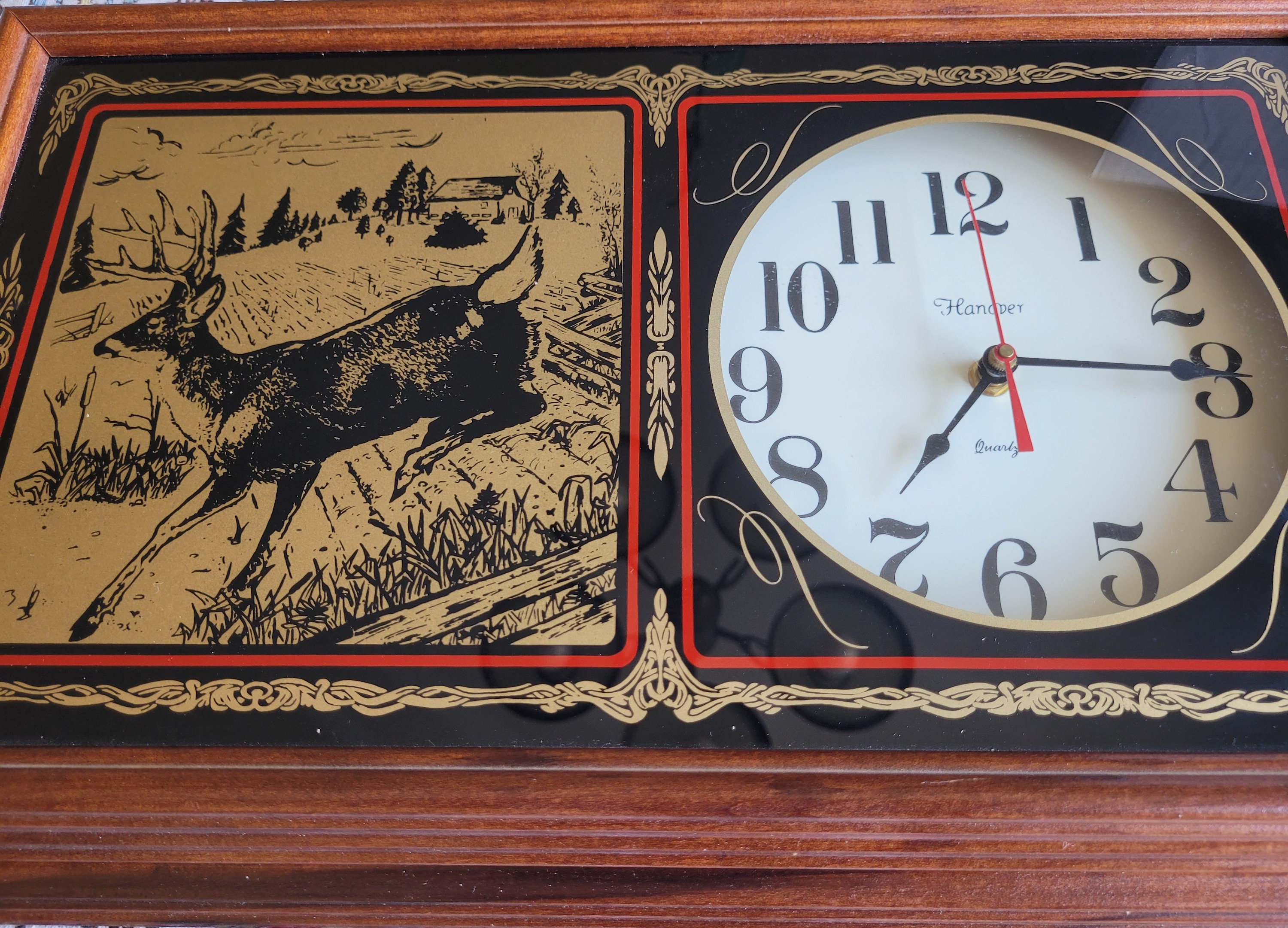 Vintage Hanover Clock, Running Buck Scene, Clock, Home Decor, Hunting ...