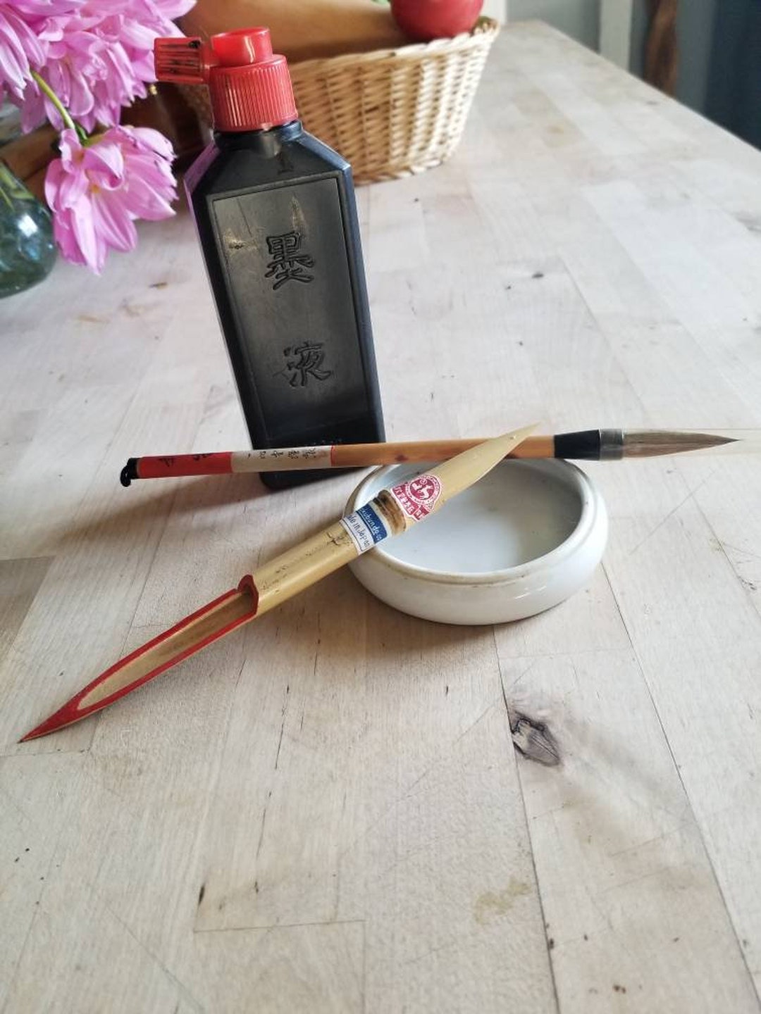 Calligraphy Painting Tools Brushes Pen Bowl Japanese Calligraphy ...