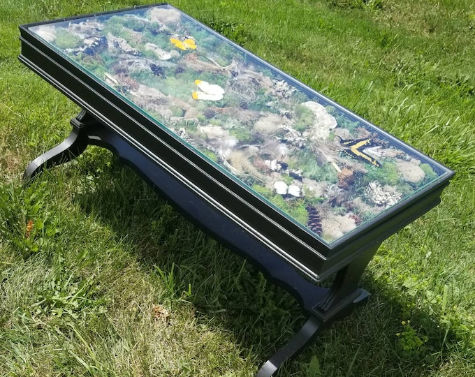 Custom Made Coffee Table Black Green Sustainable Table Solid Wood ...