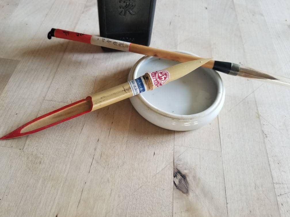 Calligraphy Painting Tools Brushes Pen Bowl Japanese Calligraphy ...