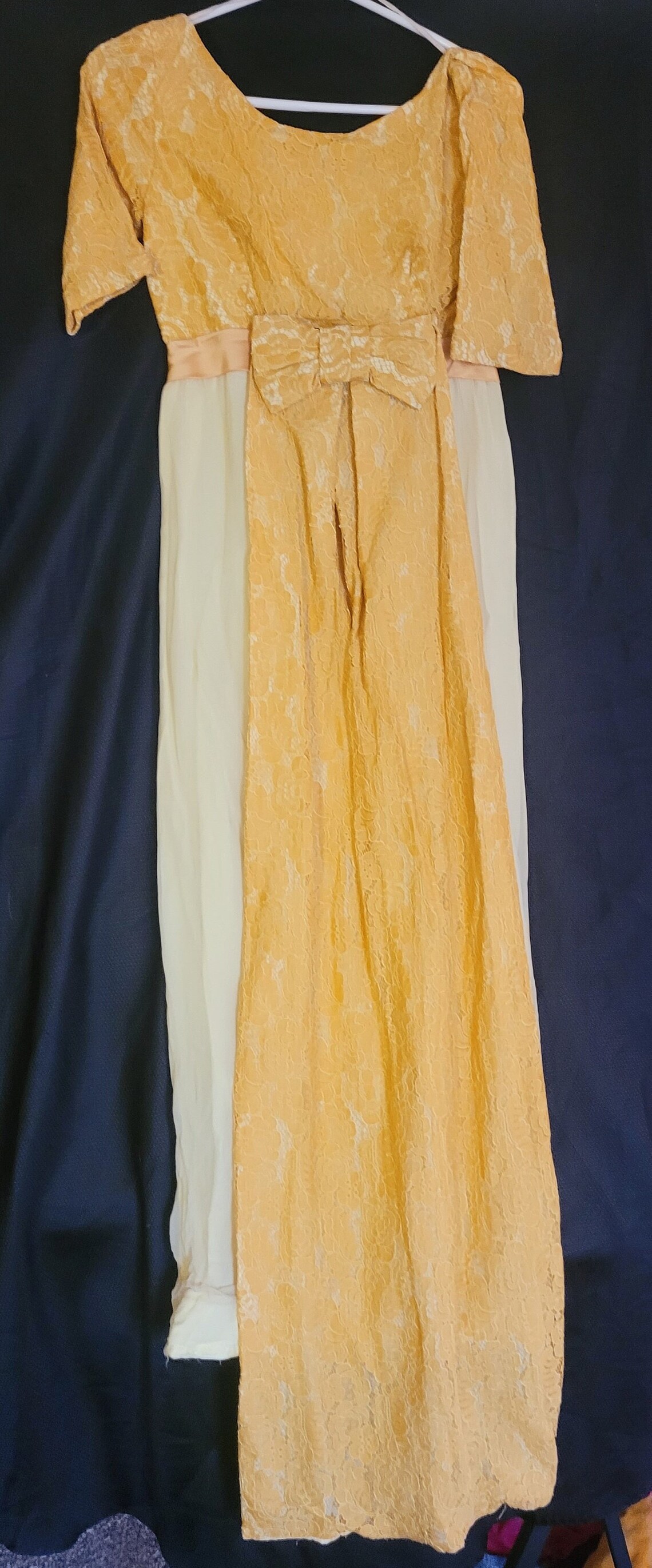 Vintage, Mustard, Formal Dress, Lace, Union Made, Dress, High Waisted ...