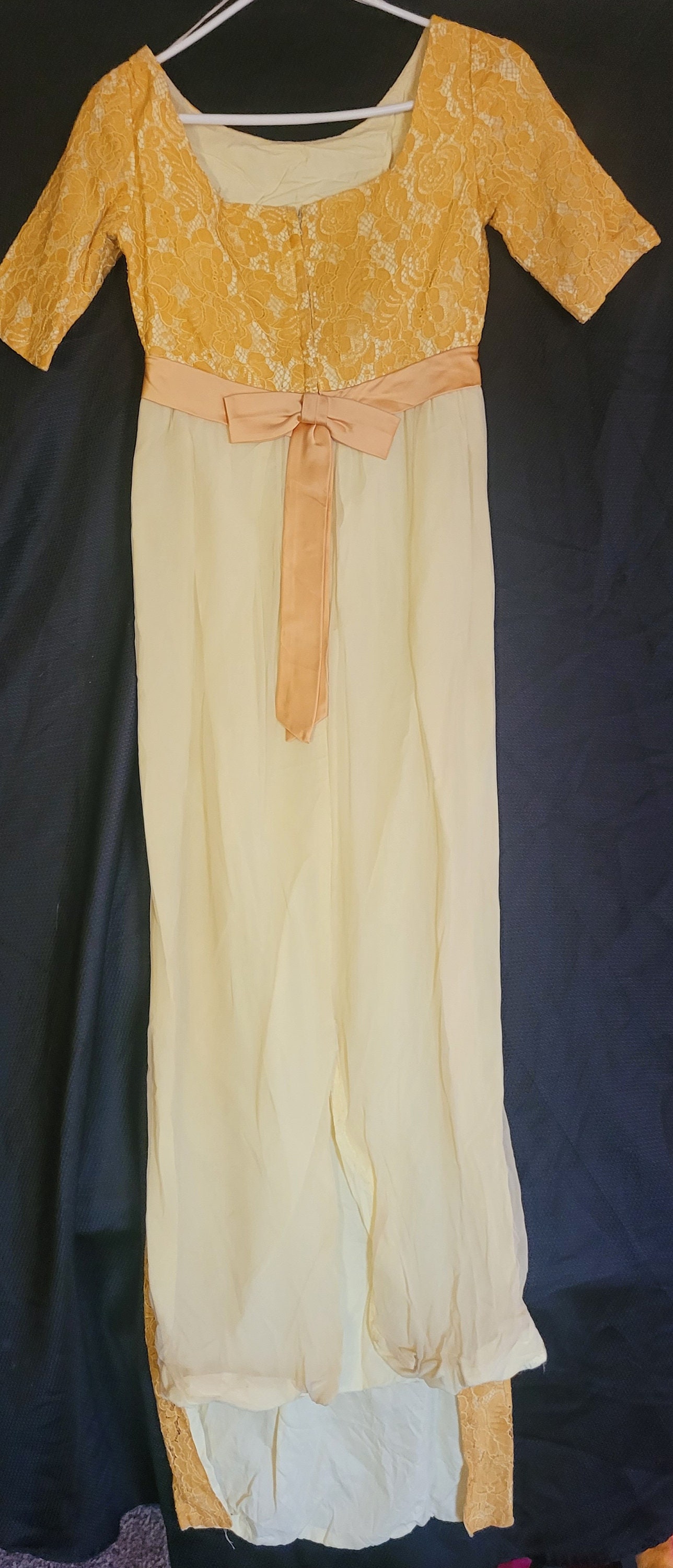 Vintage, Mustard, Formal Dress, Lace, Union Made, Dress, High Waisted ...
