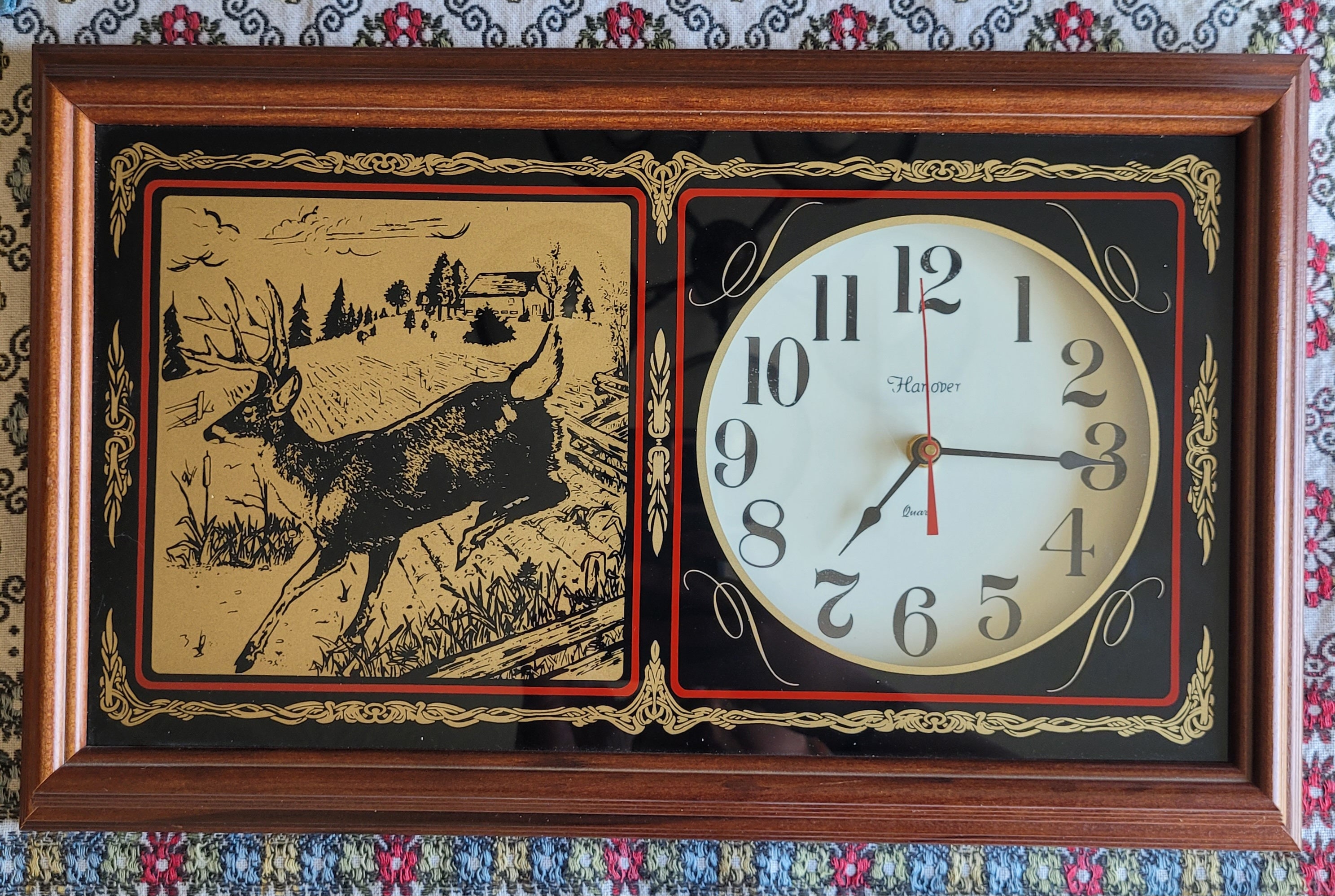 Vintage Hanover Clock, Running Buck Scene, Clock, Home Decor, Hunting ...