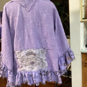 Lavender Magnolia Rose Art to Wear Cotton Jacket, Lots of Ruffles ...
