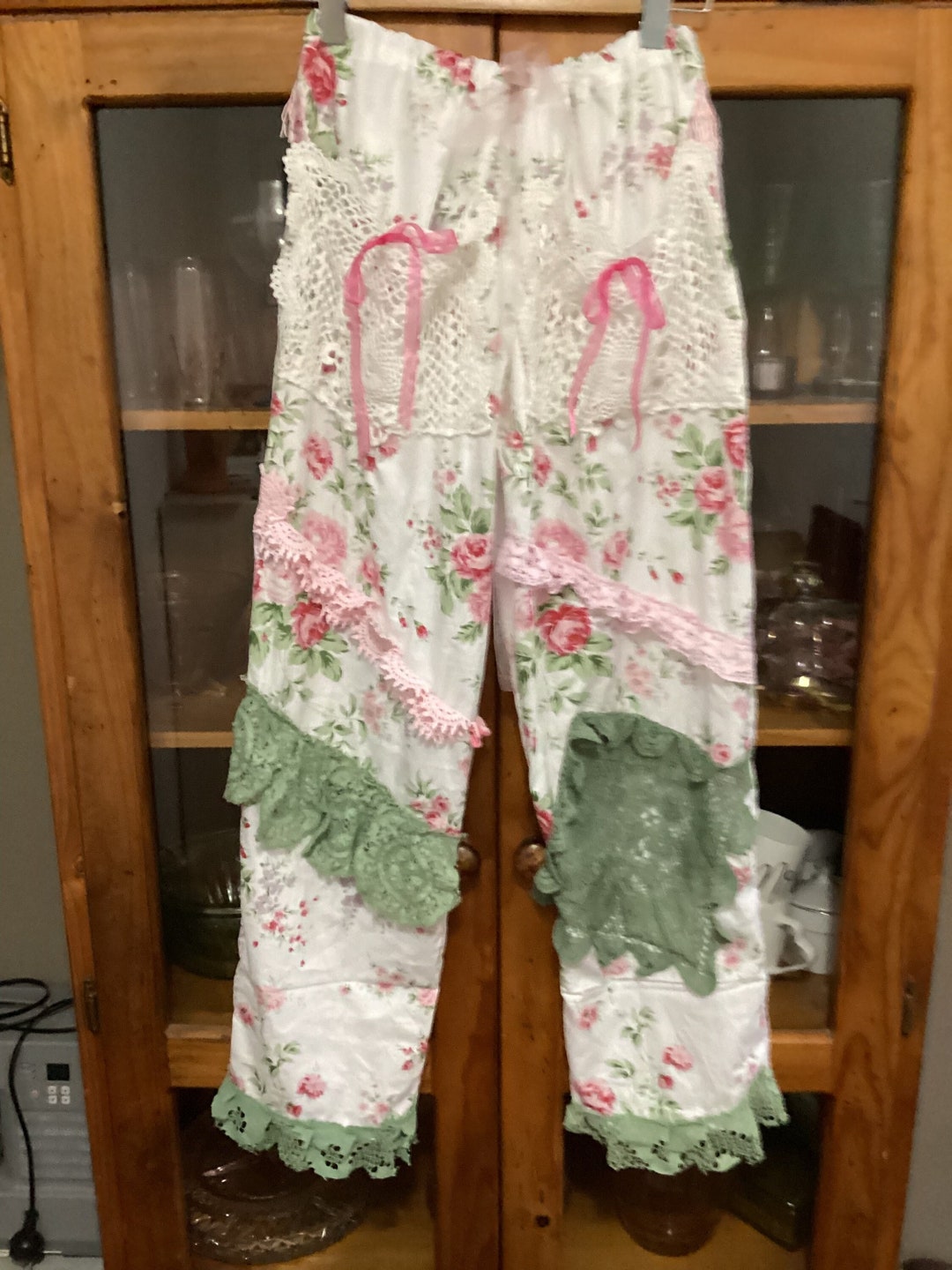 Pink and Green Floral Magnolia Cotton Bloomers, Pantaloons, With ...