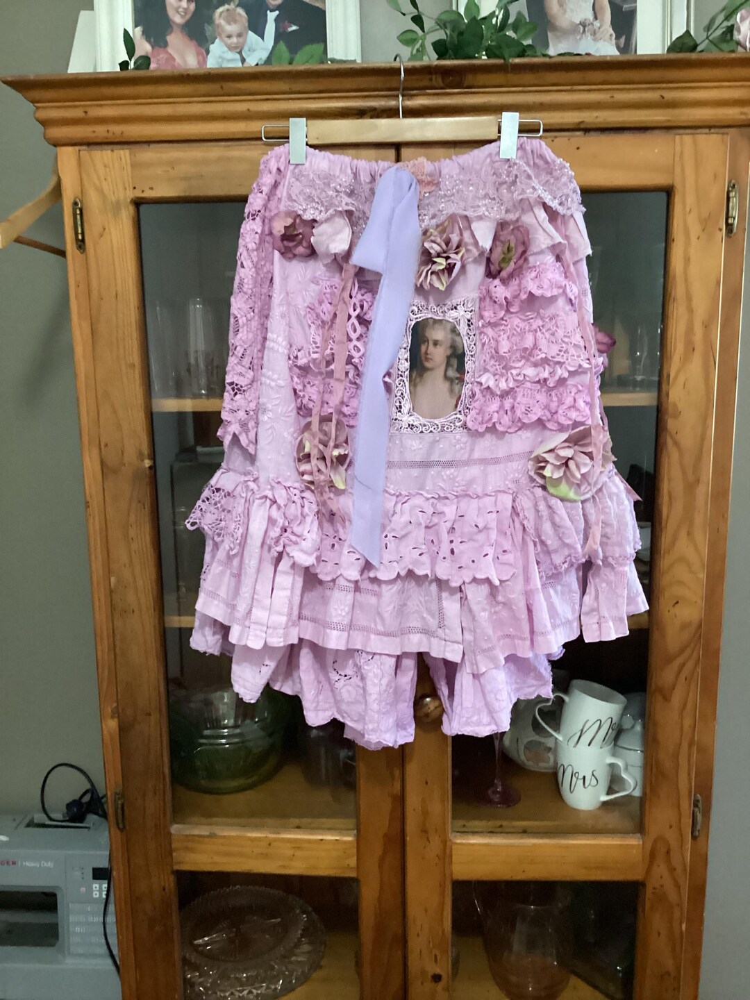 Pinky Purple Magnolia Rose Boho Chic Tattered Skirt, Ruffled, Layered ...