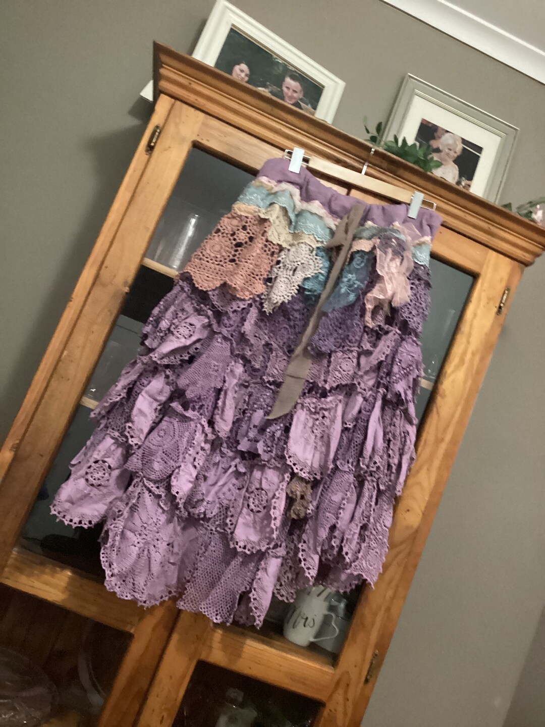 Purple Magnolia Rose Boho Chic Tattered Ruffled Layered Skirt Woodland ...