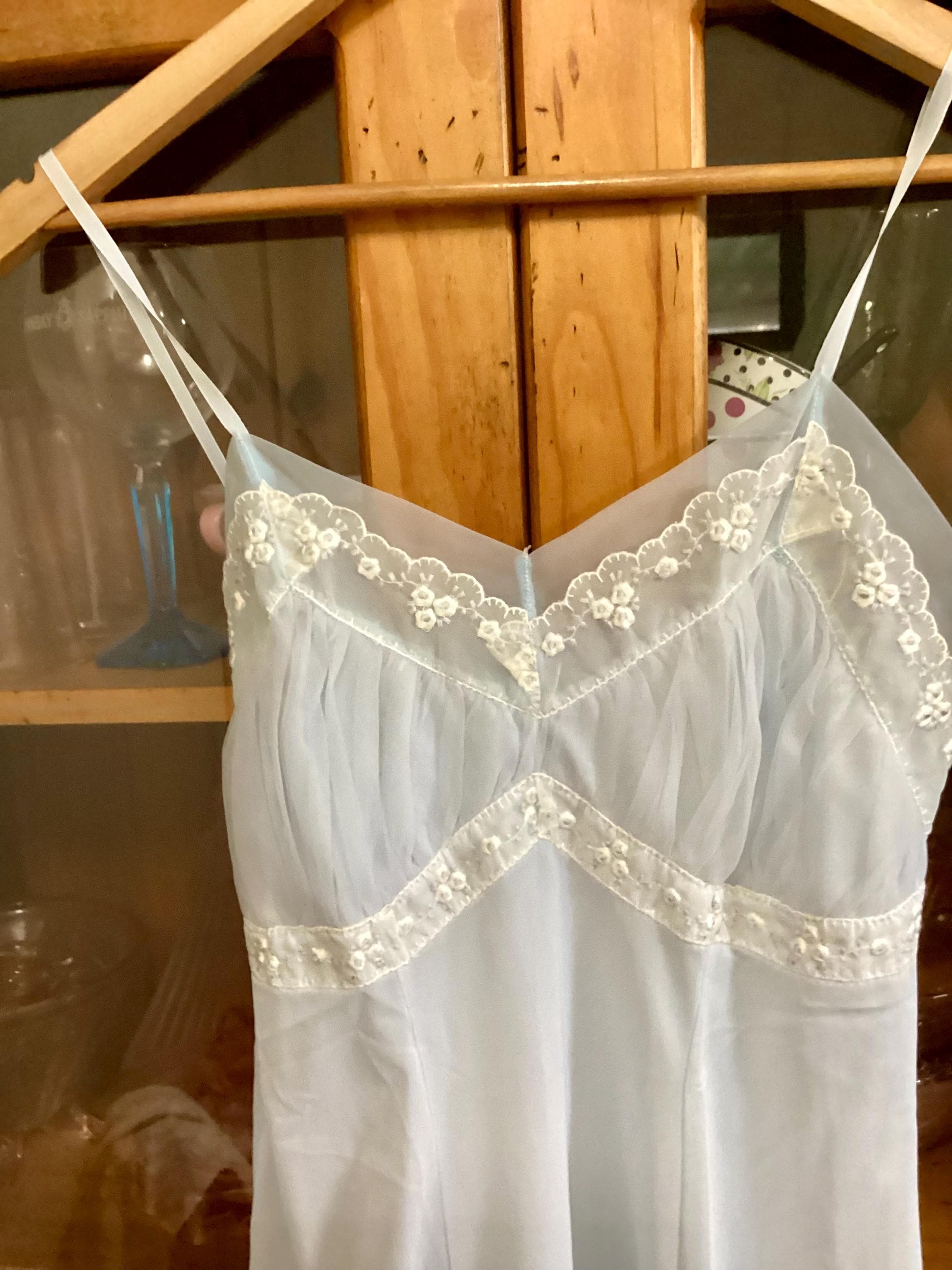 Very Pale Blue Vintage Slip, 50s Style Pale Women’s Blue Nylon Slip ...