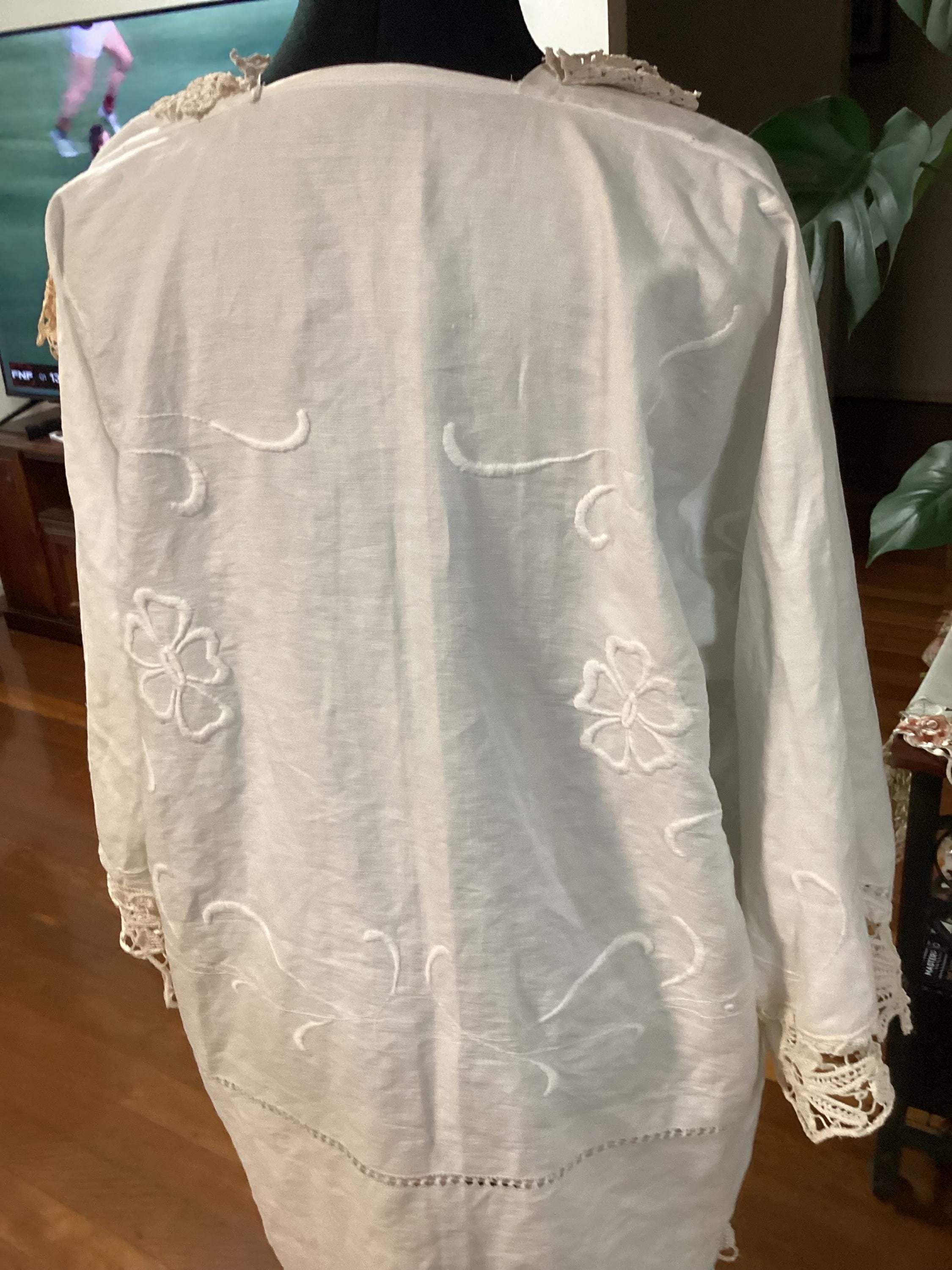 Gorgeous White Linen Duster, Magnolia Rose , up to 56” Bust, Free ...