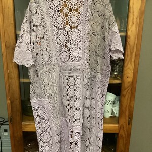 Pale Purple Coloured Magnolia Inspired Crochet Duster Jacket, Patchwork ...