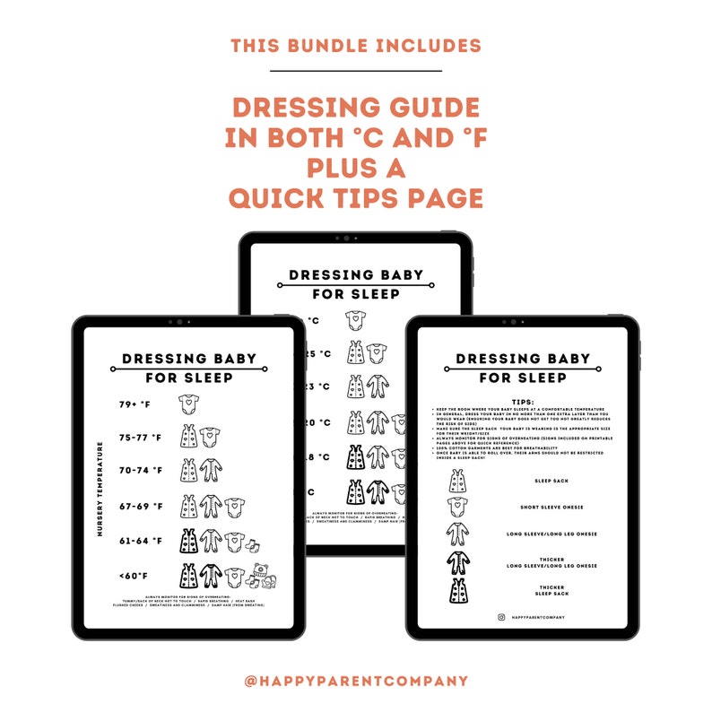 Dressing Baby for Sleep Printable, Baby Sleepwear Guide for Babysitter ...