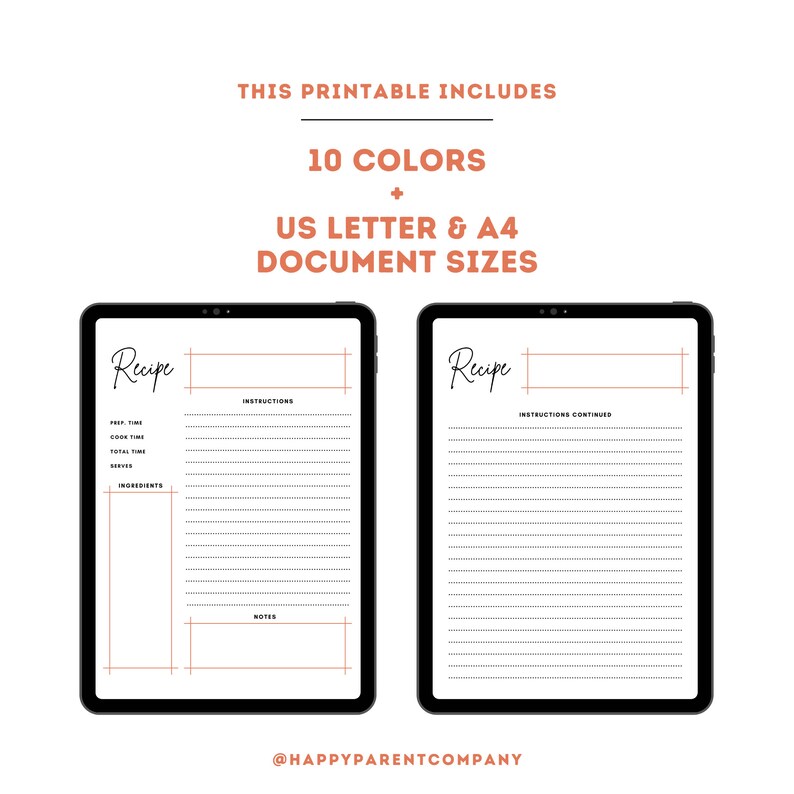 Printable Blank Recipe Page Print at Home Cooking List Sheet - Etsy