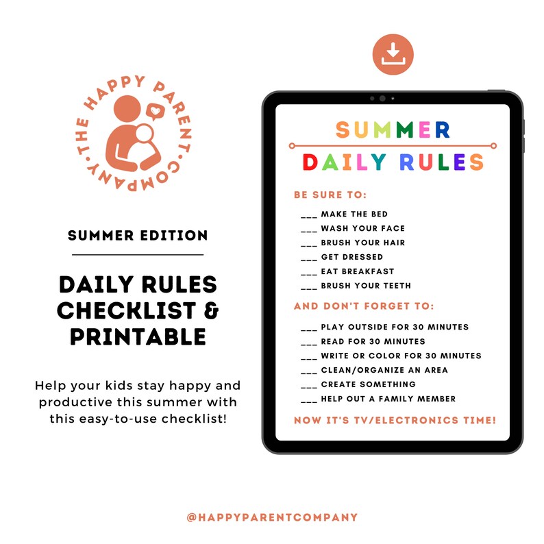 Summer Daily Rules Printable - Etsy