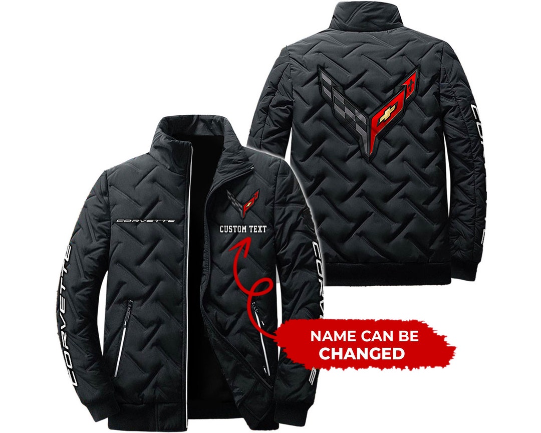 Personalized Corvette C8 Stand Collar Lightweight Jacket, Vintage Style ...