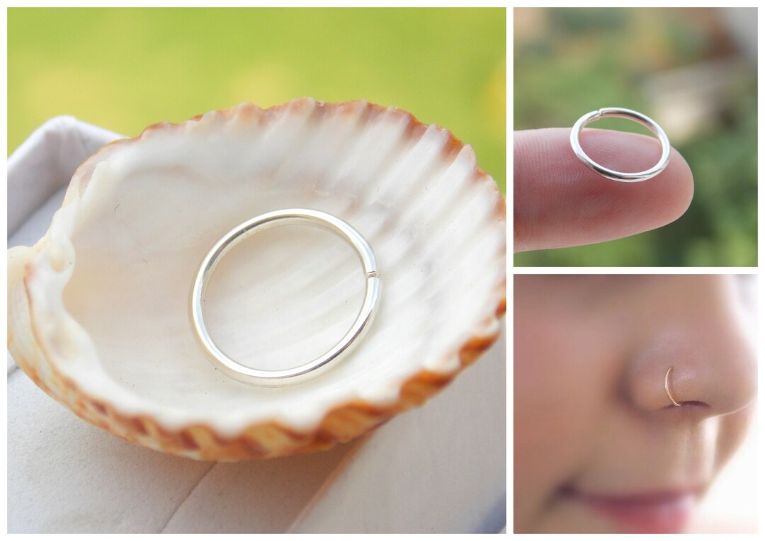 Small Sterling Silver Nose Hoop , 14k Gold Filled 24 16 Gauge Nose Ring ...