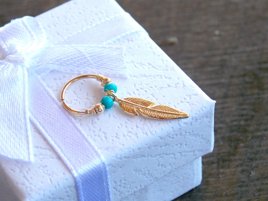 Tribal Feather Cartilage Earring Piercing Silver Feather - Etsy