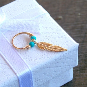 Tribal Feather Cartilage Earring Piercing, Silver Feather Cartilage ...