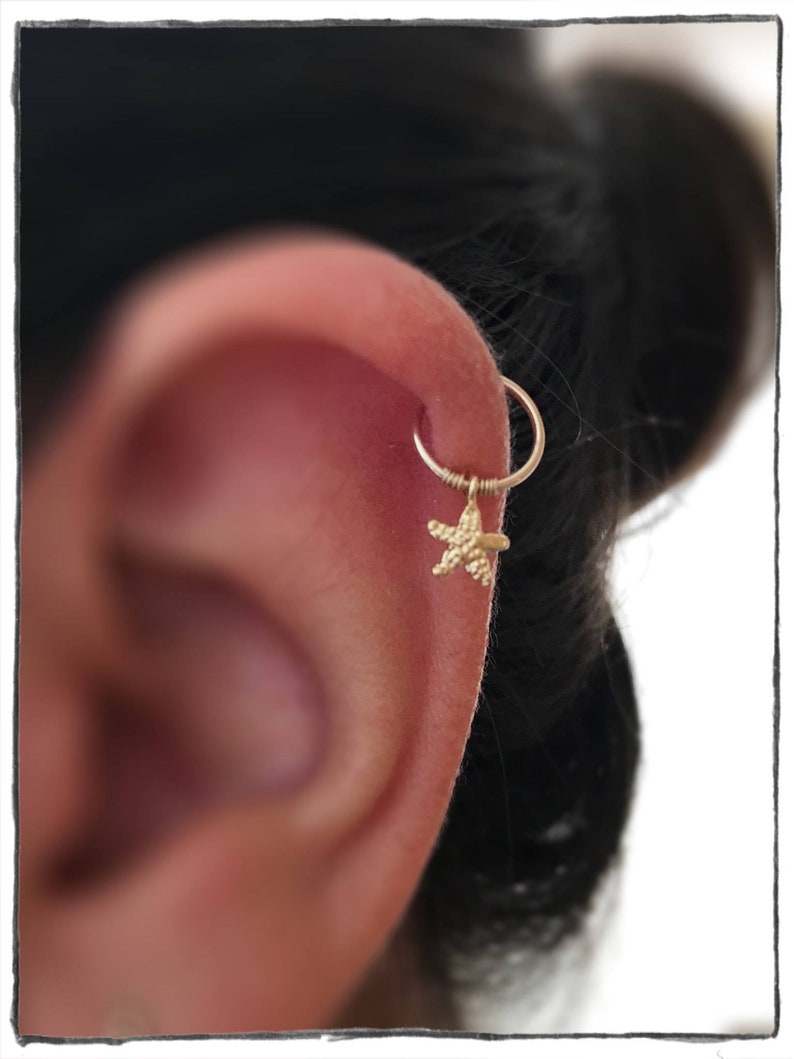 Gold Star Cartilage Helix Piercing Hoop Ring Helix Hoop - Etsy