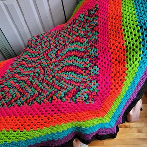 Pattern/neon Vortex Crochet Afghan Pattern/neon Rainbow Crochet Blanket ...