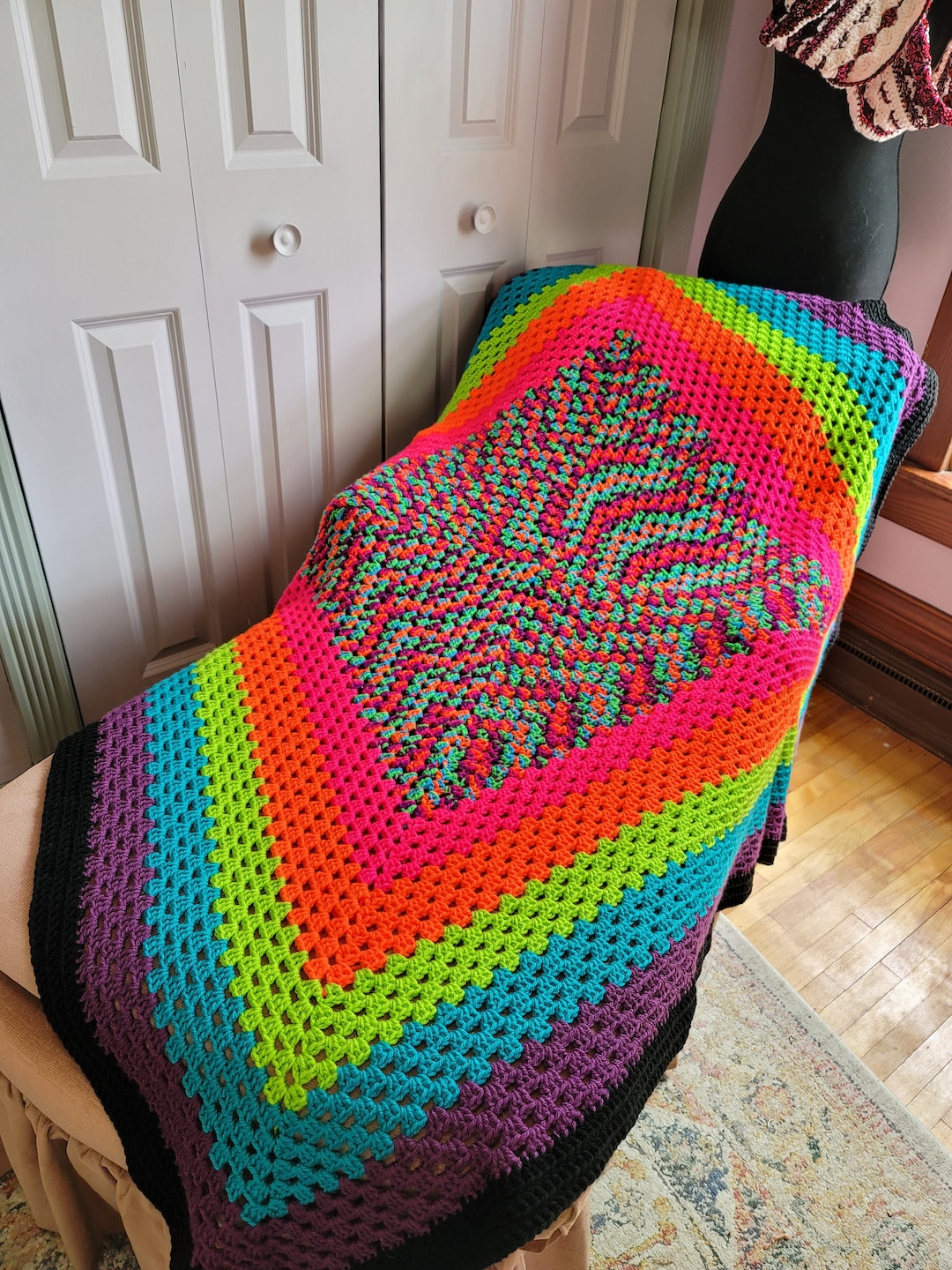 Pattern/neon Vortex Crochet Afghan Pattern/neon Rainbow Crochet Blanket ...
