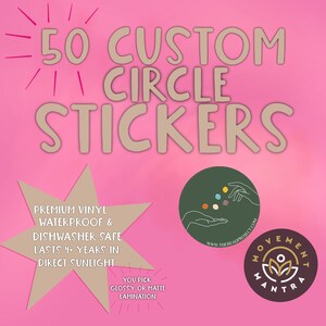 50 Custom Circle Stickers, Bulk Stickers, Personalized Decals ...